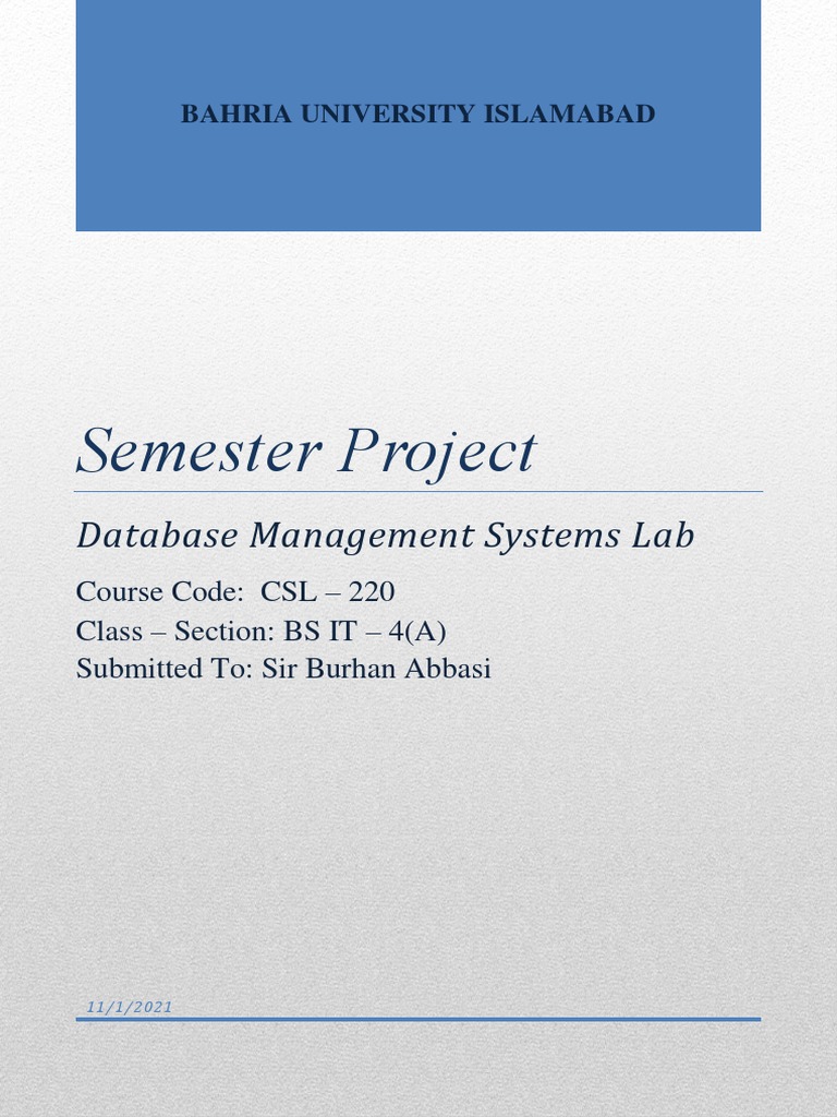 Semester Project: Database Management Systems Lab | PDF | Relational Model | Data Management