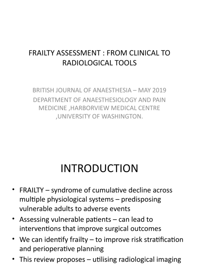 Frailty Assessment: From Clinical To Radiological Tools | PDF ...