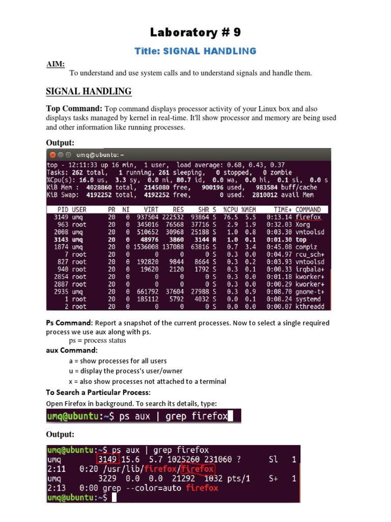 Laboratory # 9: Signal Handling | PDF | Process (Computing) | Operating ...
