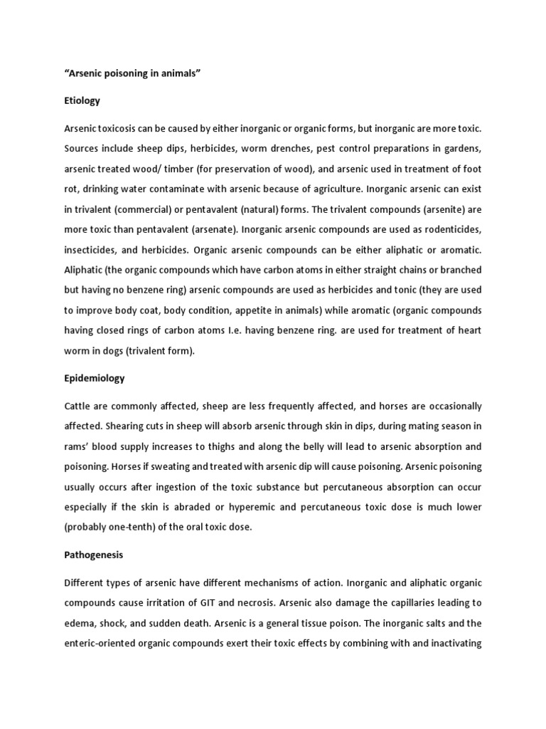 "Arsenic Poisoning in Animals" Etiology | PDF | Arsenic | Edema