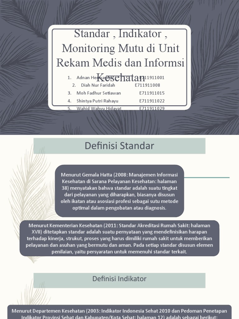 Standar, Indikator, Monitoring Mutu Di Unit | PDF