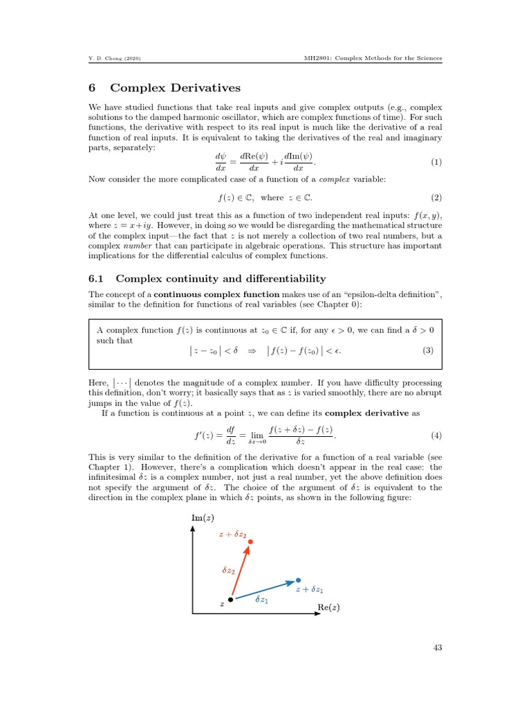 06 Complex Derivatives | PDF | Complex Number | Function (Mathematics)