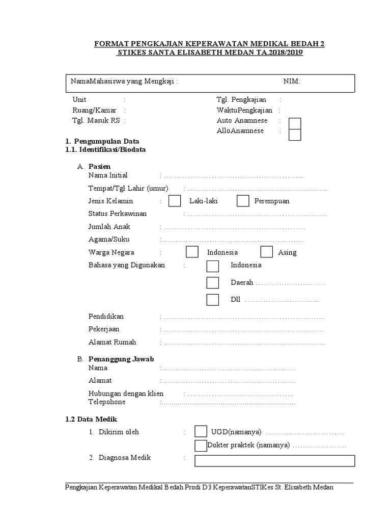 Format Pengkajian Keperawatan Medikal Bedah 2 | PDF
