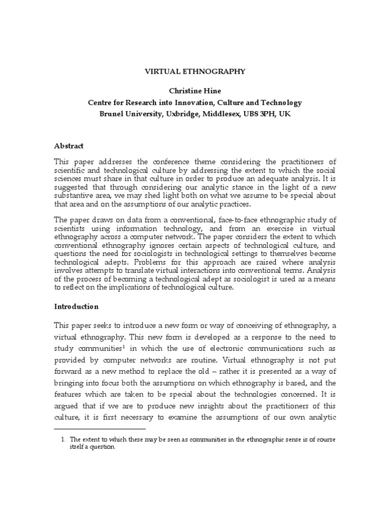 Christine Hine - Virtual Ethnography | Download Free PDF | Ethnography ...