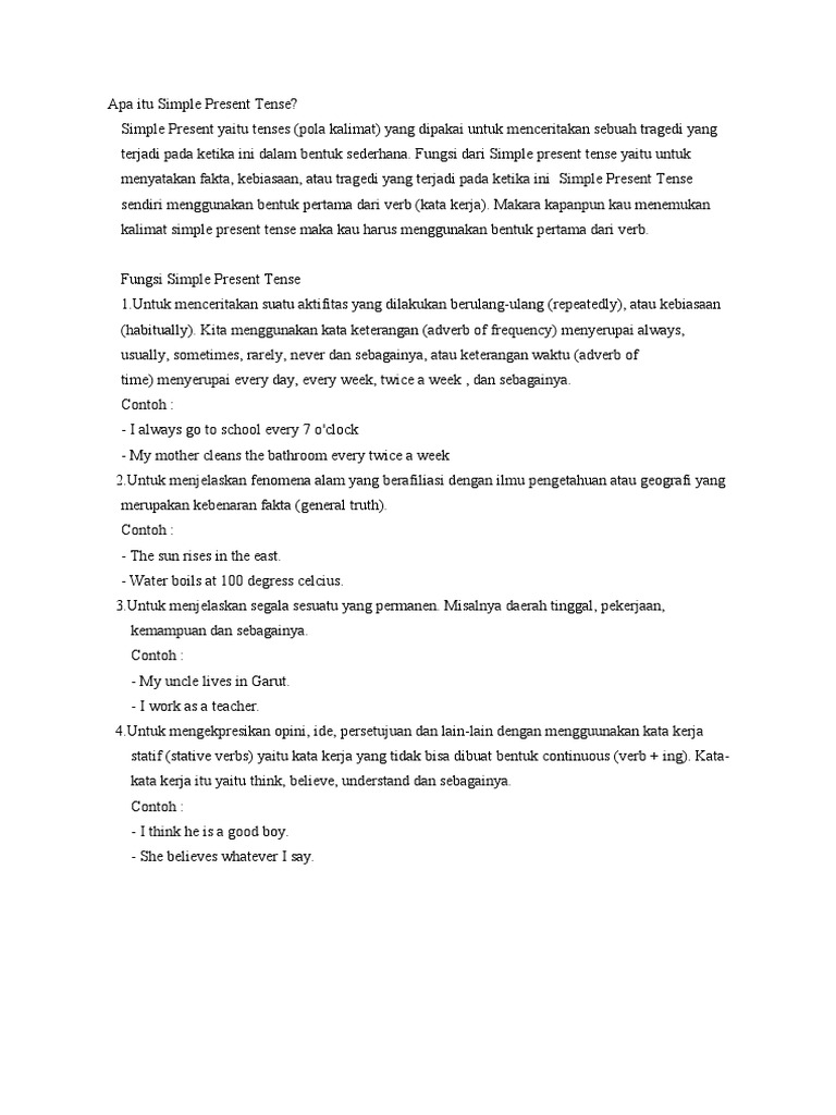 Apa Itu Simple Present Tense
