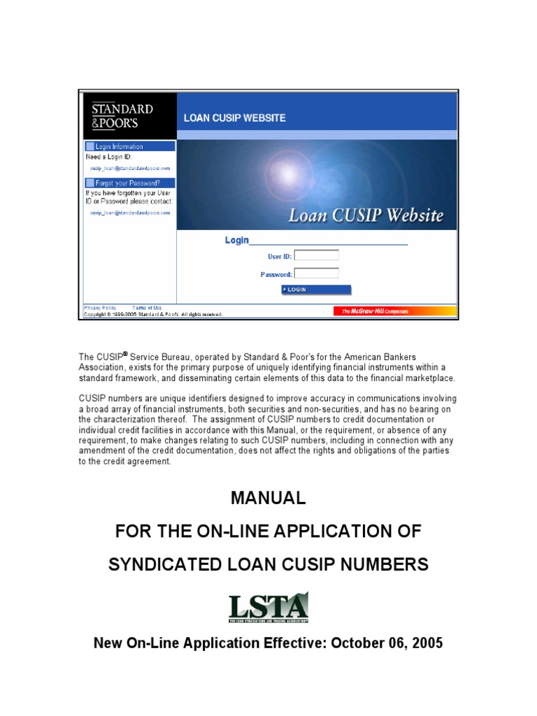 Manual For The On-Line Application of Syndicated Loan Cusip Numbers ...