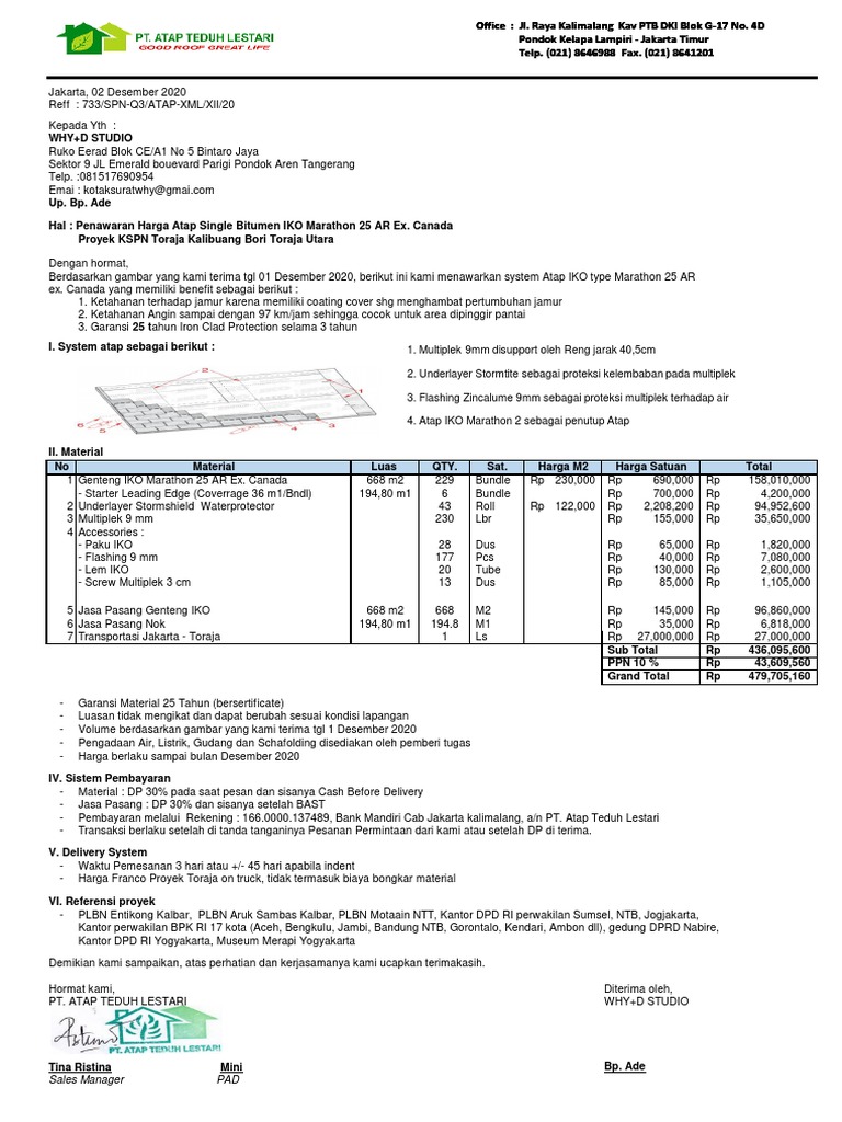 Penawaran Atap IKO Marathon 25 AR | PDF