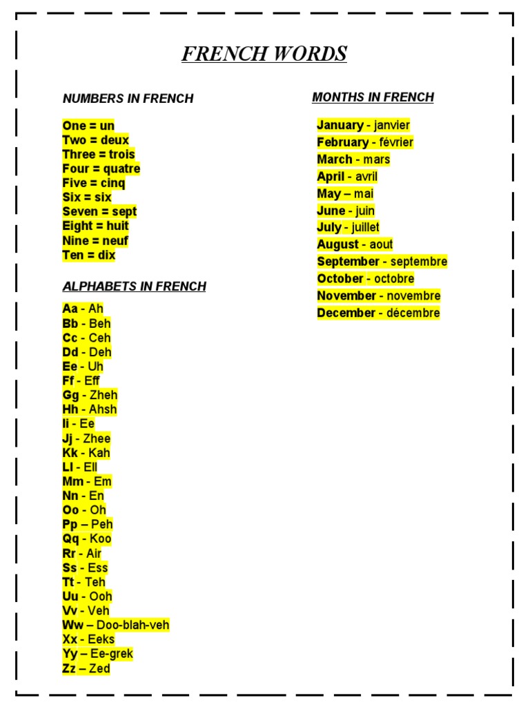 Mots et nombres en français | PDF
