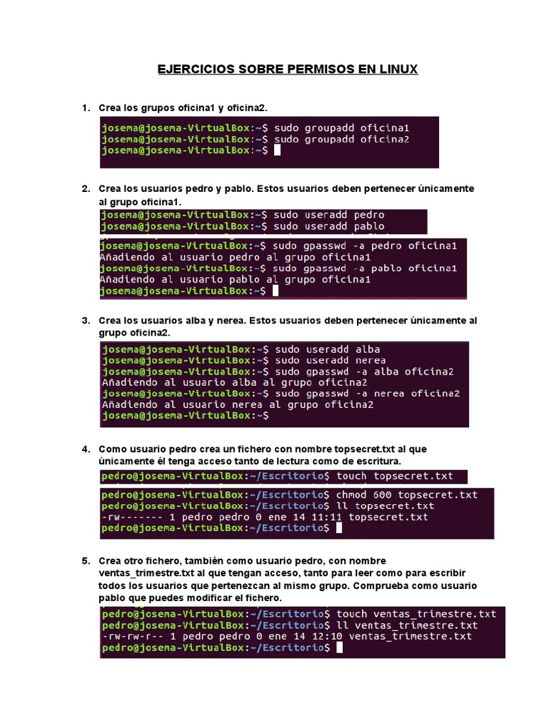 Ejercicio Sobre Permisos en Linux | PDF
