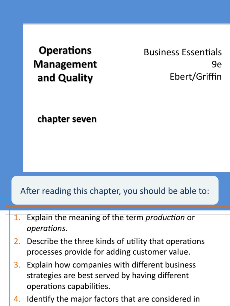 Chapter 7 Operations Management and Quality | PDF | Quality Management ...