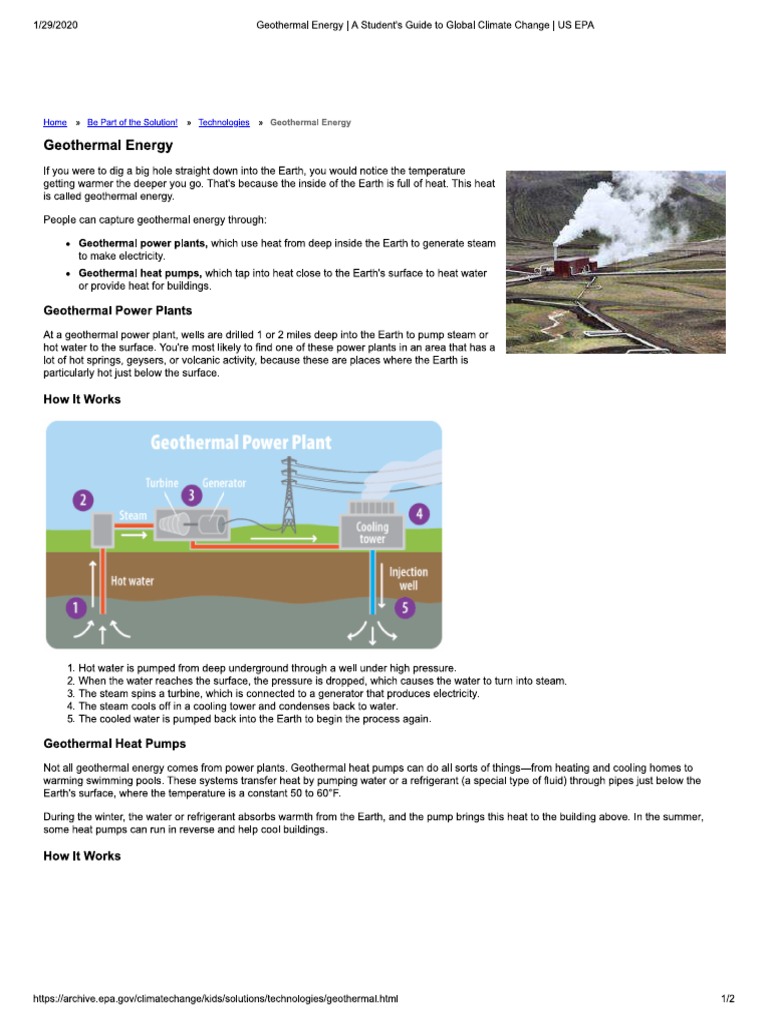 Geothermal Energy - A Student's Guide To Global Climate Change - US EPA ...