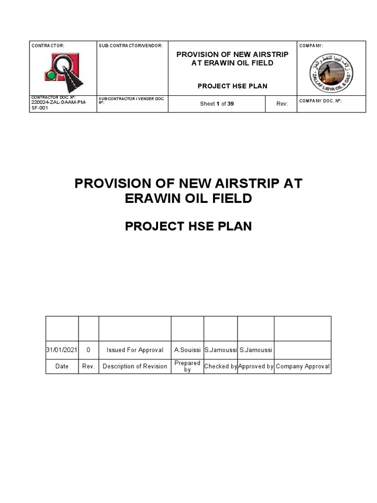 220024-ZAL-DAAM-PM-SF-001 Project HSSE Plan | PDF | Employment | Risk