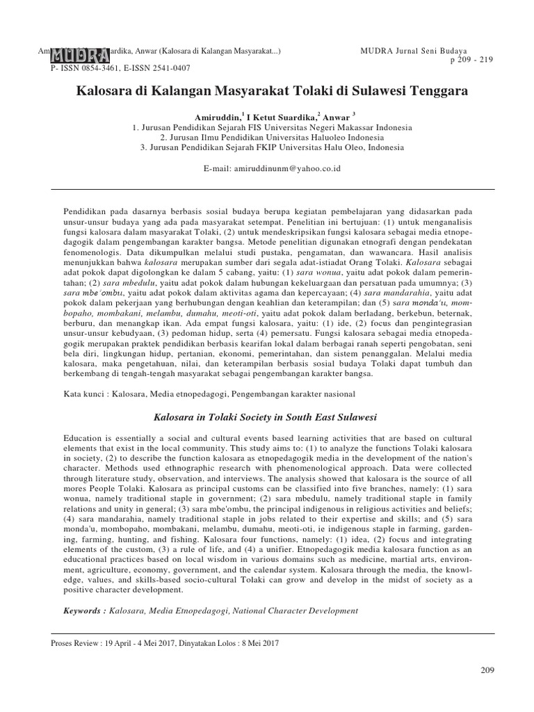 ID Kalosara Di Kalangan Masyarakat Tolaki D | PDF