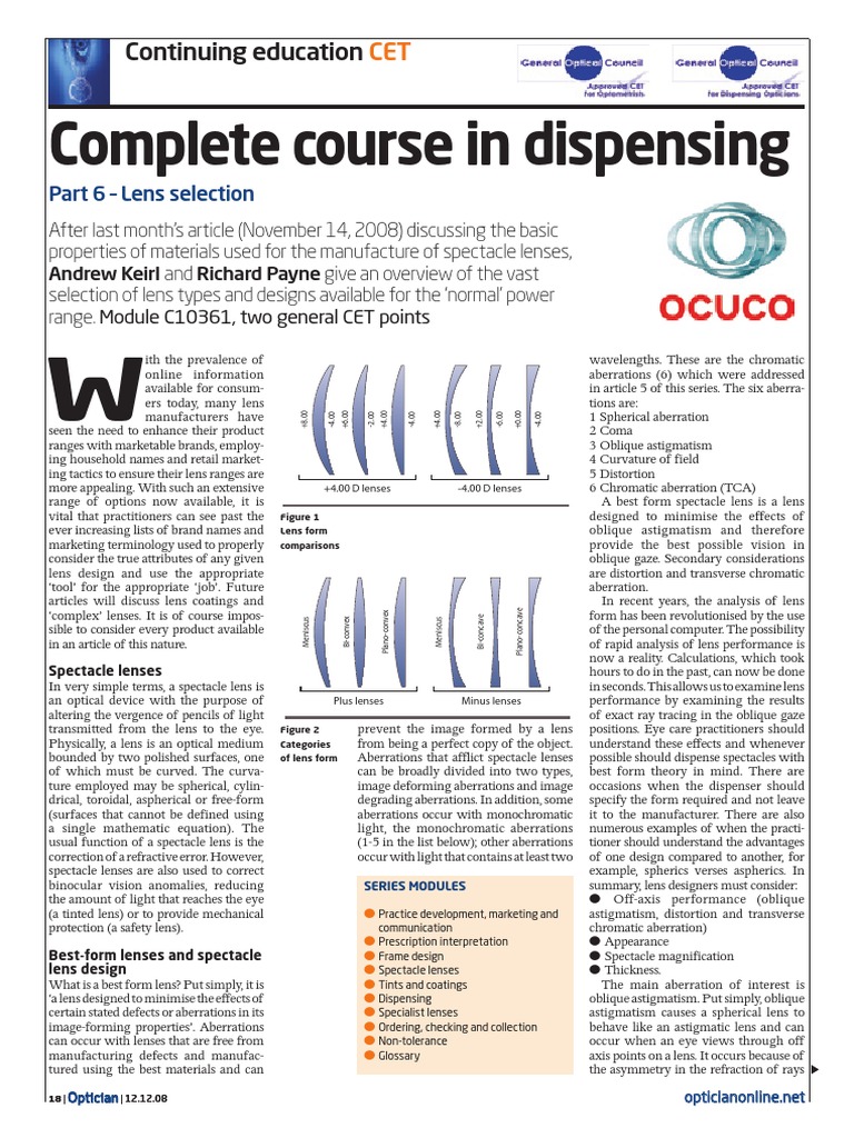 Dispensing Part 6 | PDF | Glasses | Lenses