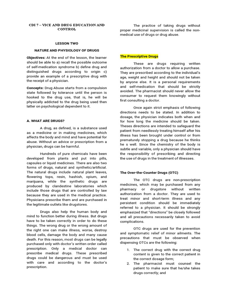 Cdi 7 Lesson 2 | PDF | Medical Prescription | Drugs
