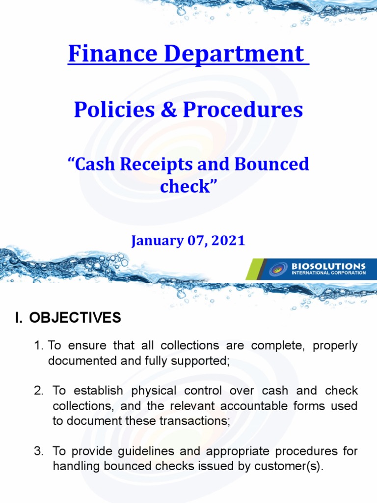 Accounting Policy - Cash Receipts and Bounced Checks | PDF | Cheque ...