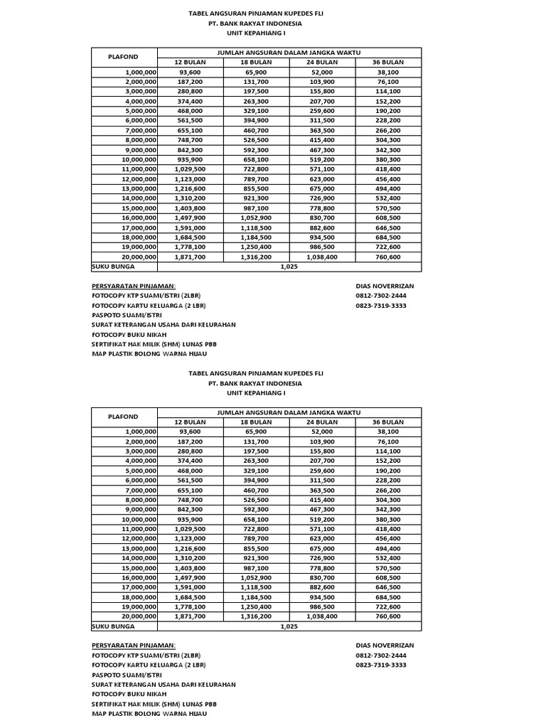 Tabel Angsuran Fli | PDF