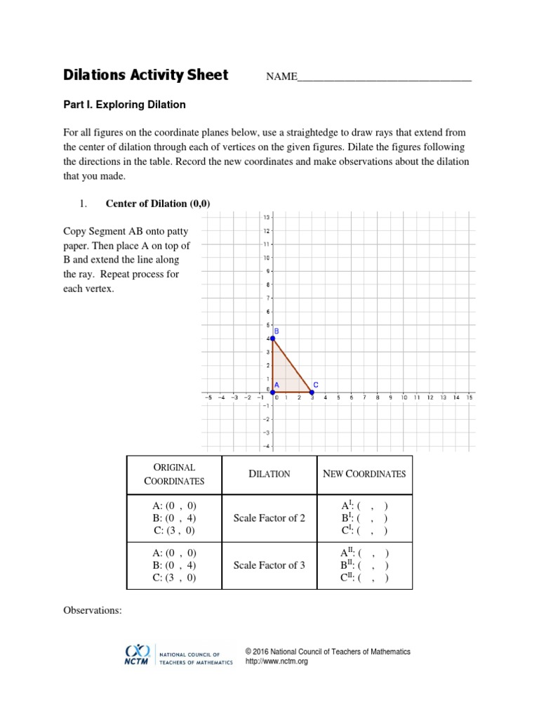 Math 9 Understanding Dilation Performance Tasks | PDF | Geometry | Space