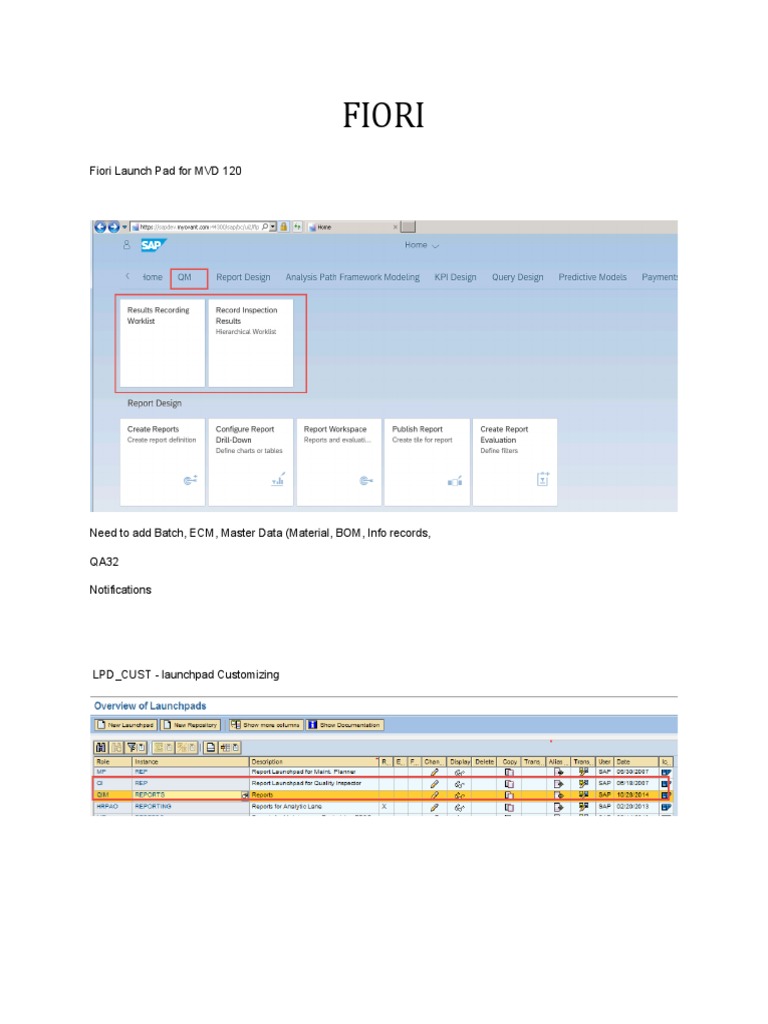 Fiori: Fiori Launch Pad For MVD 120 | PDF | Graphical User Interfaces | Hyperlink