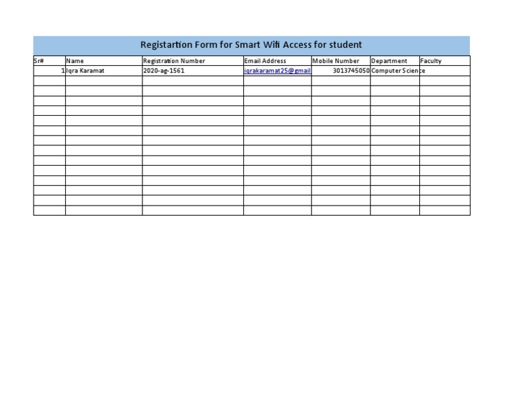 Registartion Form For Smart Wifi Access For Student | PDF