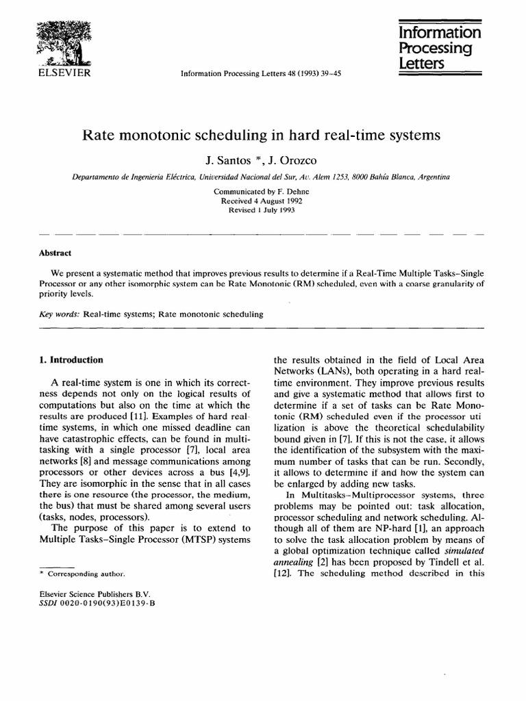 Rate Monotonic Scheduling in Hard Real T | PDF | Scheduling (Computing) | Real Time Computing