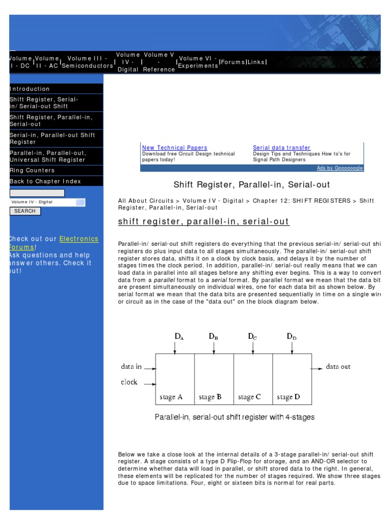 Shift Register, Parallel-In, Serial-Out | PDF | Switch | Logic Gate