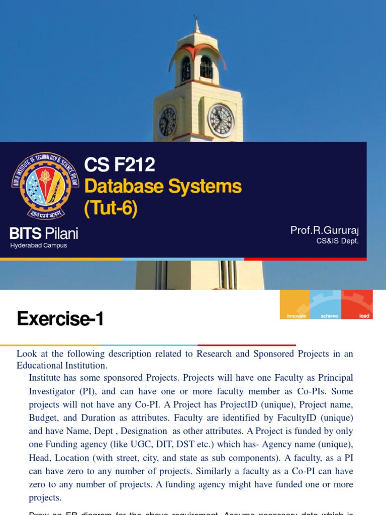 Database Systems (Tut-6) : BITS Pilani | PDF | Relational Model | Information Management