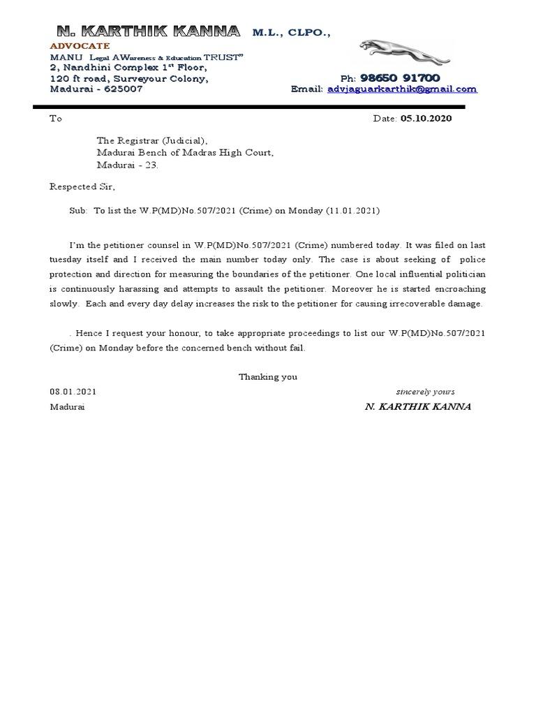 Registrar Letter | PDF