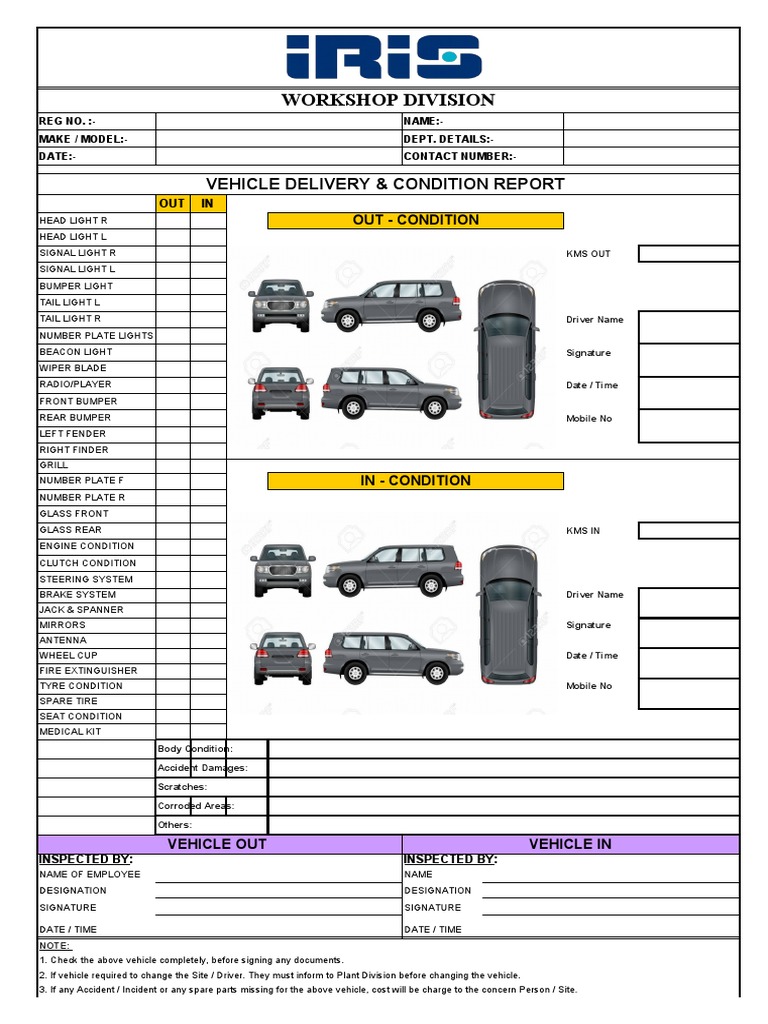 SUV - Vehicle Delivery & Condition Report | PDF | Vehicles | Product ...