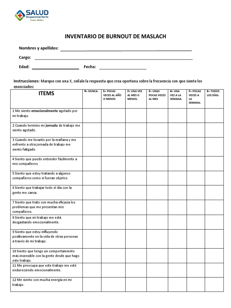 Inventario de Burnout de Maslach | PDF | Burnout ocupacional
