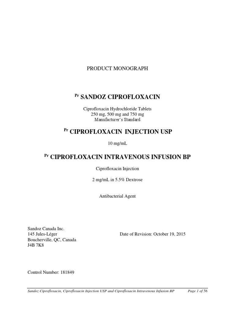 Ciprofloxacin TAB Monograph | PDF | Pneumonia | Urinary Tract Infection
