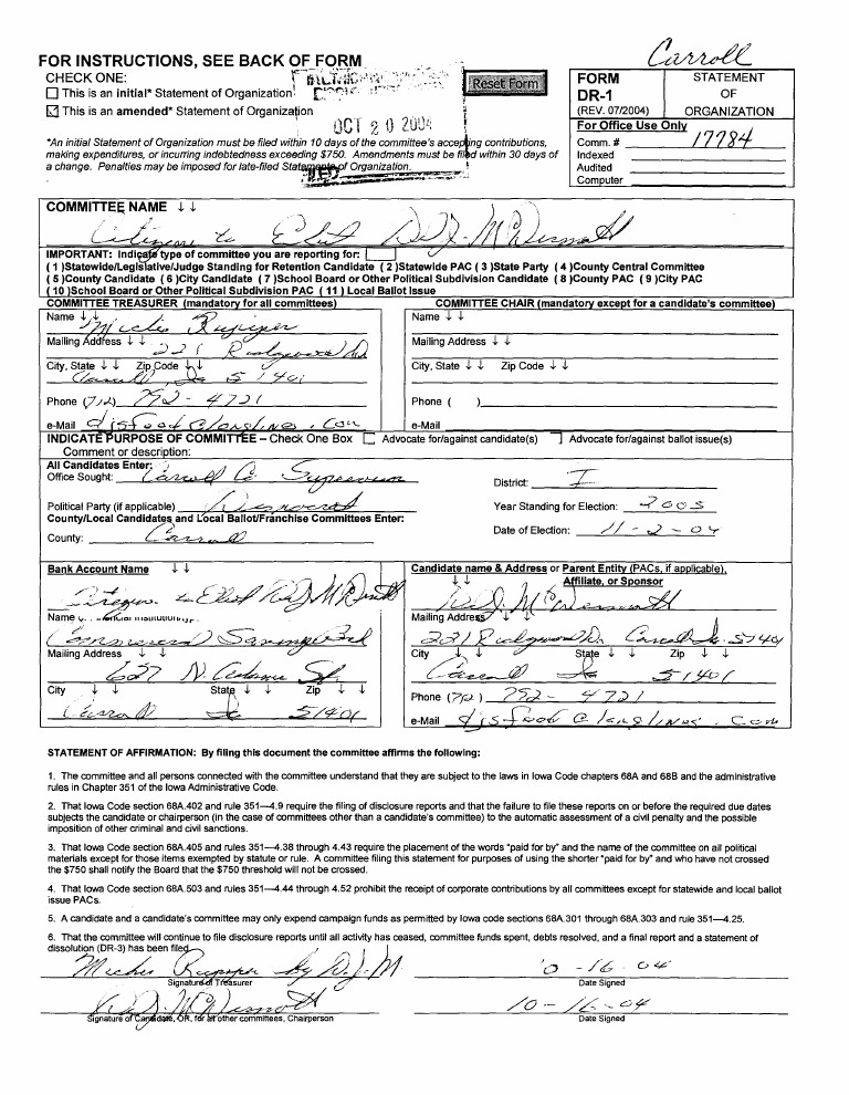 For Instructions, See Back of Form Form DR-1 | PDF | Political Action ...