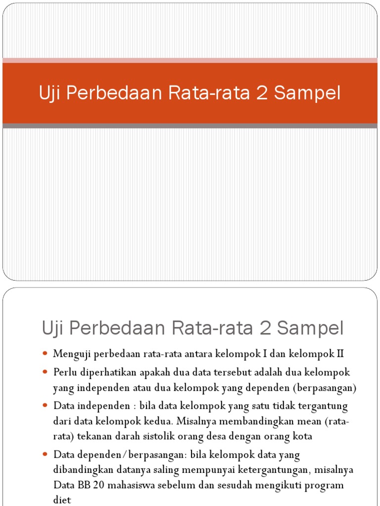 Uji Perbedaan Rata-Rata 2 Sampel 2021 | PDF