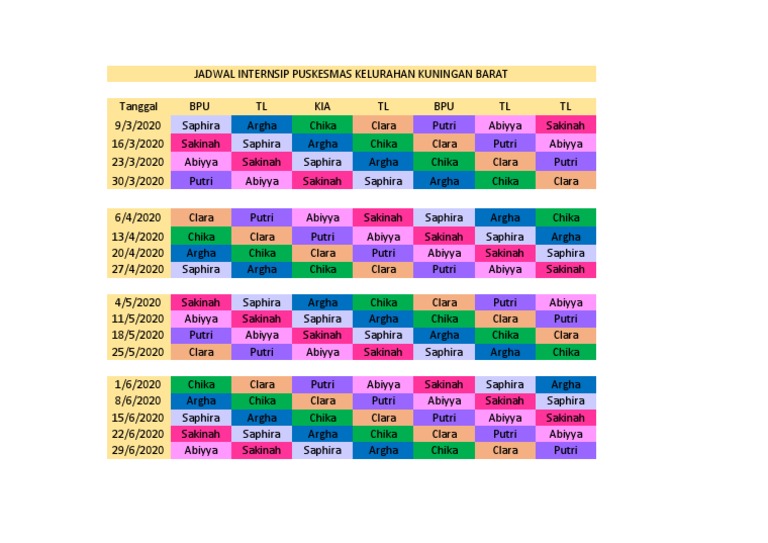 Jadwal PKL Kunbar | PDF