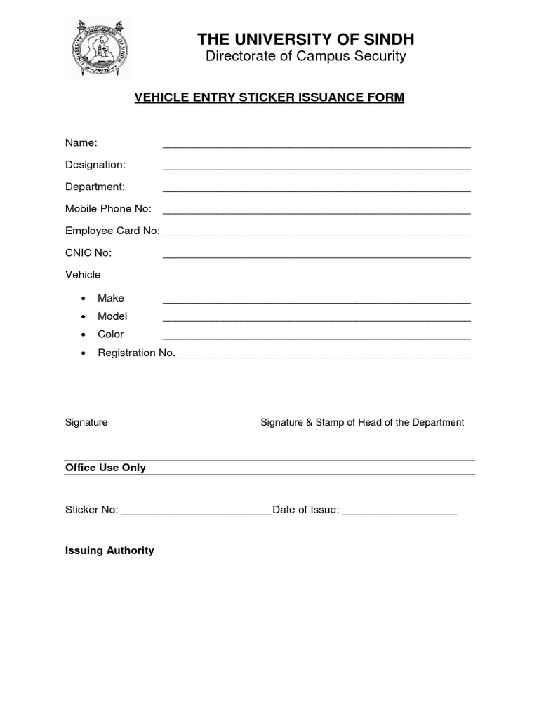Vehicle Entry Sticker Issuance | PDF