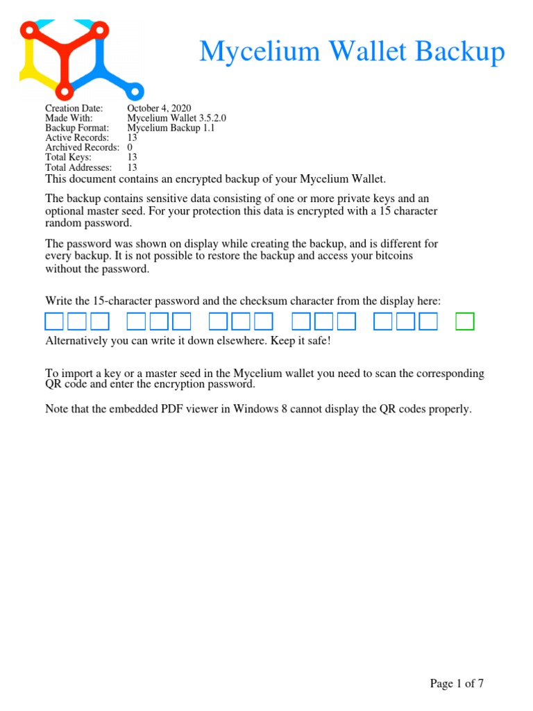 Mycelium Backup 10-4-20 6.20 PM | PDF | Encryption | Backup