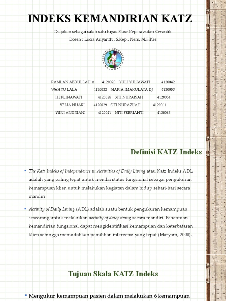 Tugas Pengkajian Katz Indeks (Kelompok 2) | PDF