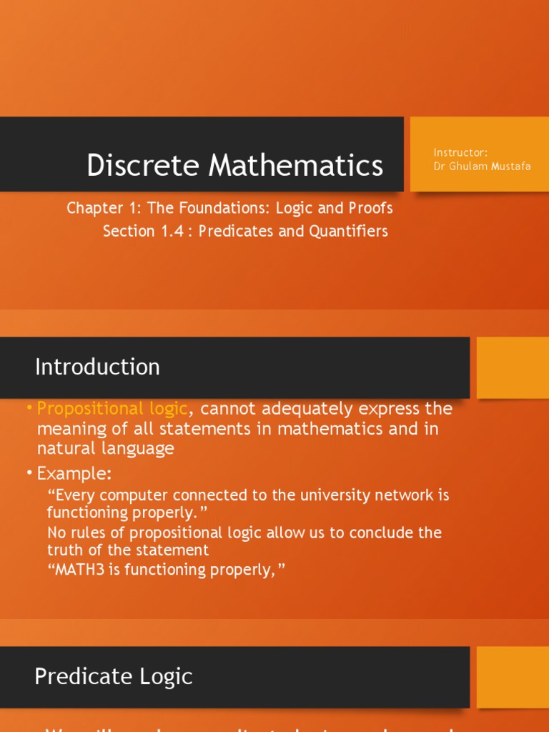 Discrete Mathematics: Chapter 1: The Foundations: Logic and Proofs ...