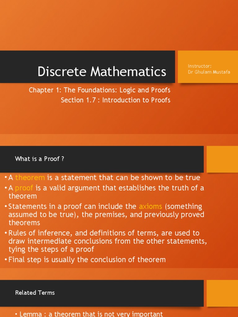 Discrete Mathematics: Chapter 1: The Foundations: Logic and Proofs ...