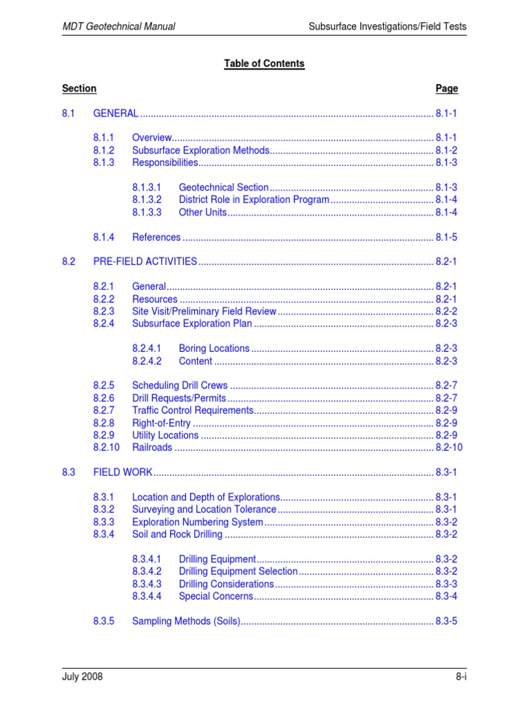 Planning and Coordination of Subsurface Investigations and Field ...