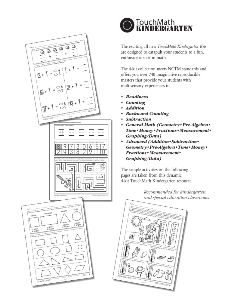 TouchMath K Kit Addition Sample Set | PDF | Pencil | Teaching Mathematics