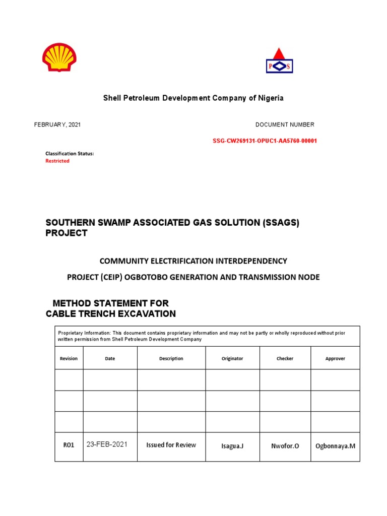 Method Statement For Cable Trench Excavation | PDF | Personal ...