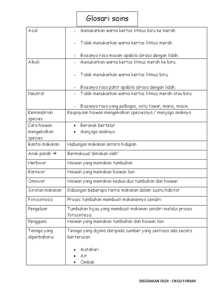 Glosari Istilah Sains Dasar | PDF