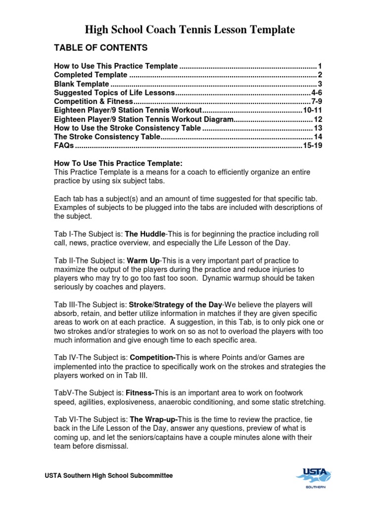 High School Tennis Practice Template | PDF | Racquet Sports | Sports