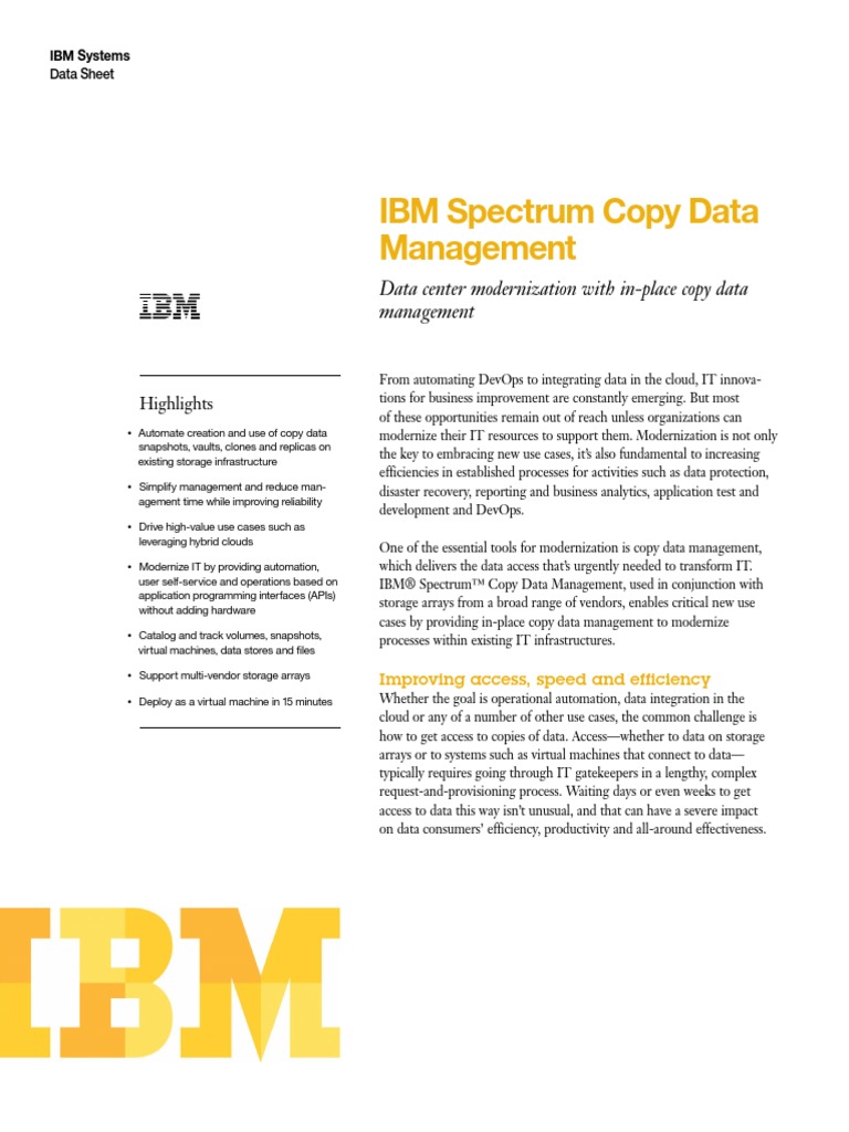 IBM Spectrum Copy Data Management | PDF | Cloud Computing | Ibm