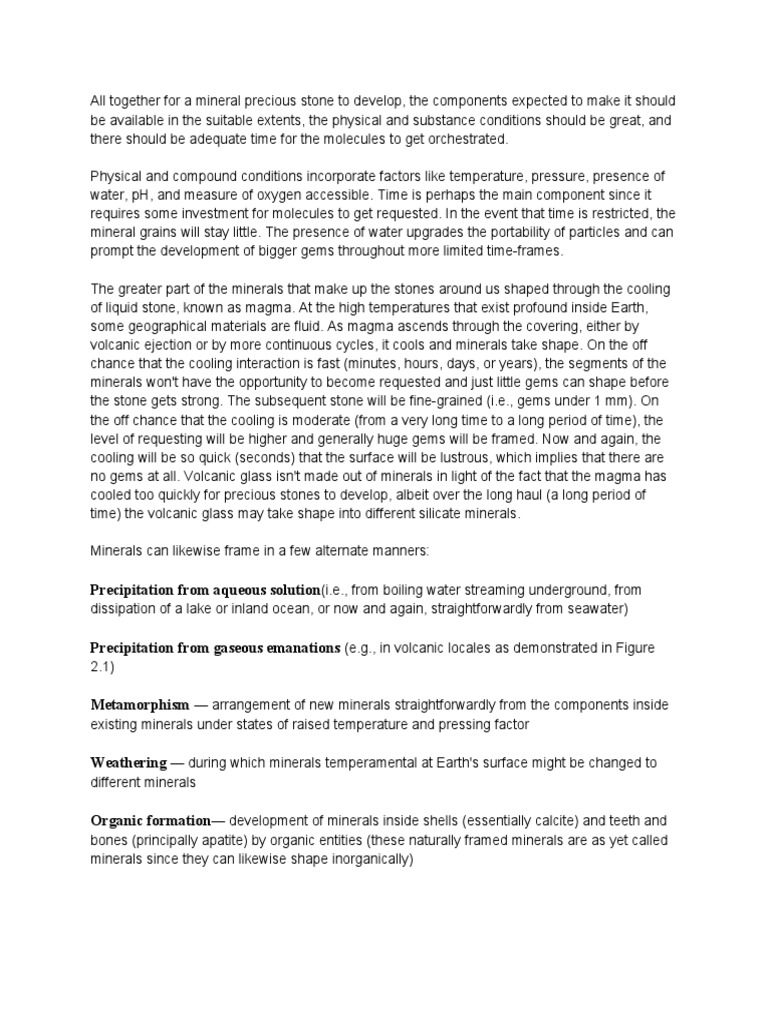 Mineral Crystal Formation Process | PDF | Rock (Geology) | Minerals