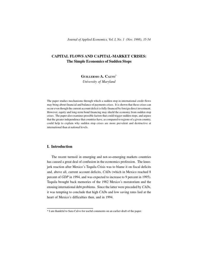 Sudden Stops in Capital Flows Explained | PDF | Capital Account ...