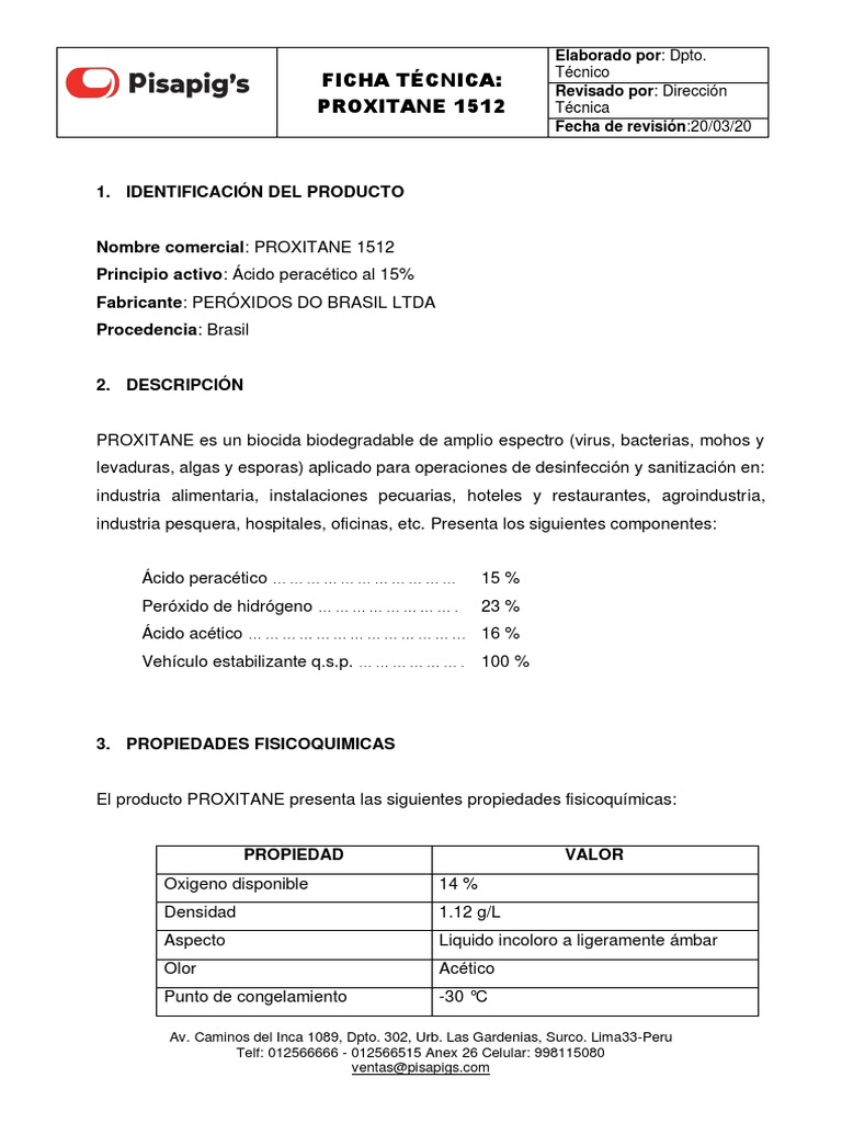 FT Proxitane | PDF | Agua | Sustancias químicas