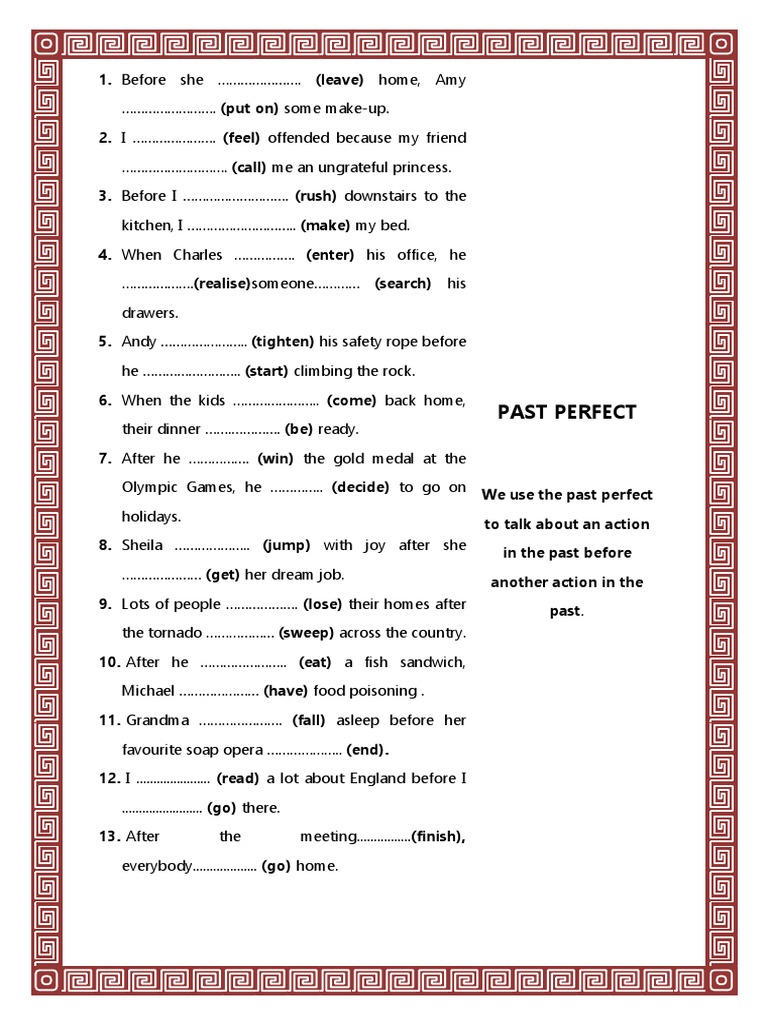 Past Perfect Exercise | PDF