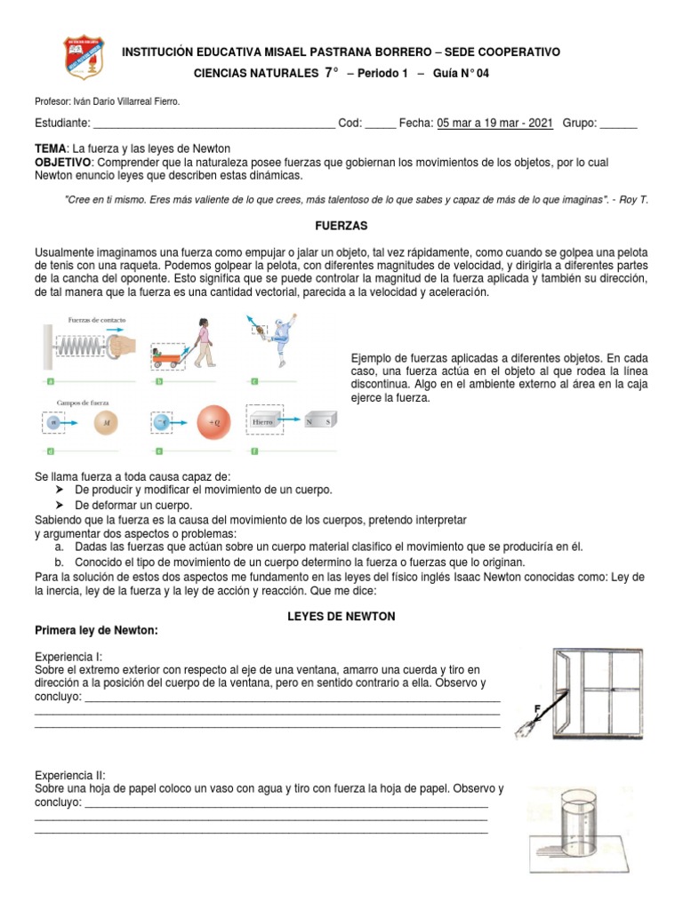 Actividades de Fuerza para Primaria | PDF | Las leyes del movimiento de ...